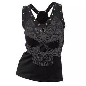 Tops | Punk Rock Skull Printed Tank Top | Poshmark